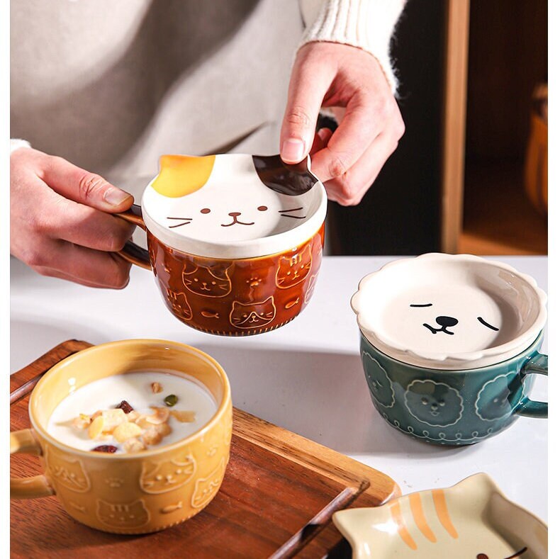 Cat Mug With the Lid Ceramic Mug Cute Mugs for Kids Cat - Etsy UK