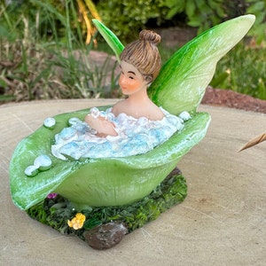 Miniature Fairy Bathing in a Bubble Bath, Whimsical Fairy Garden ...