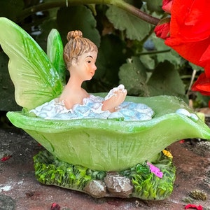 Miniature Fairy Bathing in a Bubble Bath, Whimsical Fairy Garden ...