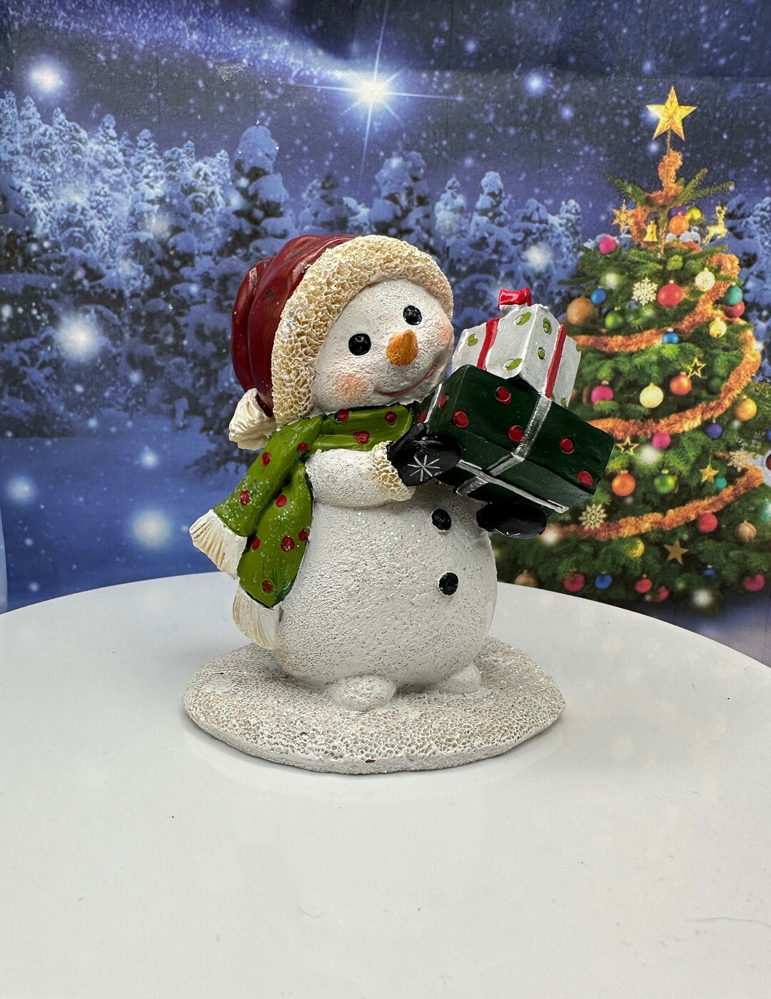 Cute Miniature Snowman Holding Christmas Gifts Winter Village - Etsy UK