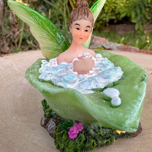 Miniature Fairy Bathing in a Bubble Bath, Whimsical Fairy Garden ...