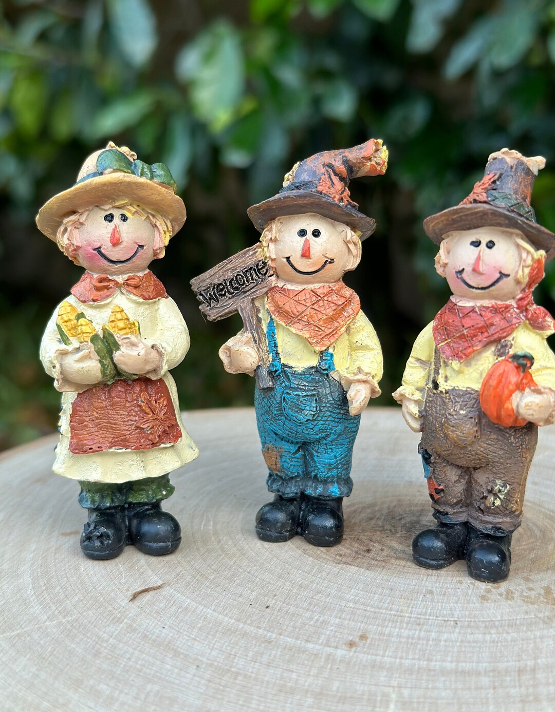 Miniature Harvest Fairy Garden Scarecrows three Piece Set, Small Home ...