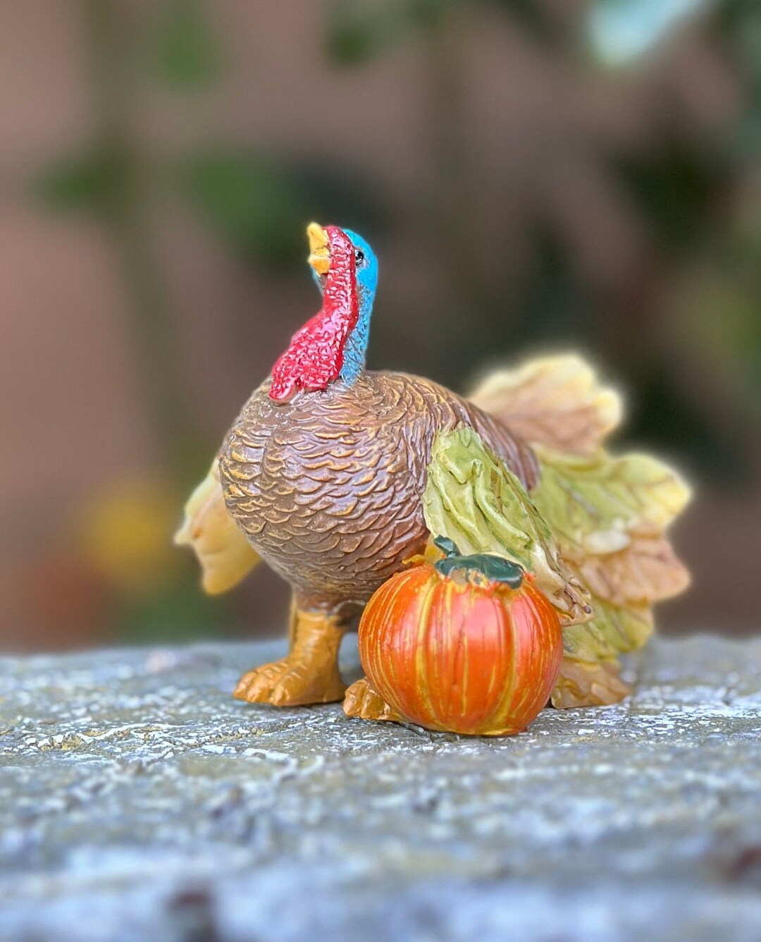 Miniature Turkey With Rustic Pumpkin, Autumn Fairy Garden, Thanksgiving ...