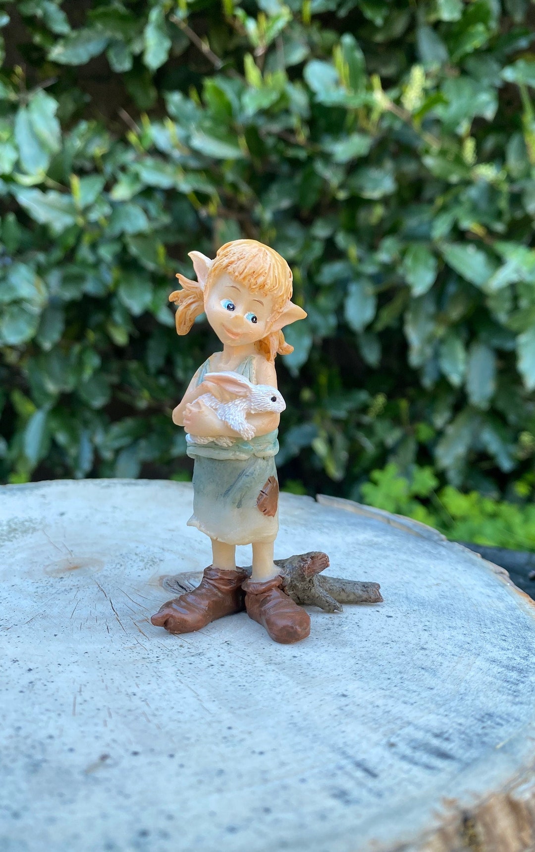 Mini Fairy Garden Pixie Girl Hugging Rabbit, Miniature Garden ...