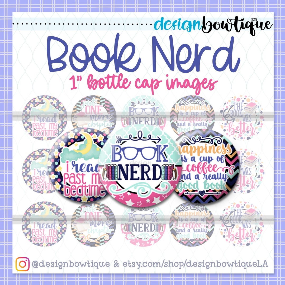 Book Nerd INSTANT DOWNLOAD 1 Bottle Cap Images 4x6 - Etsy UK