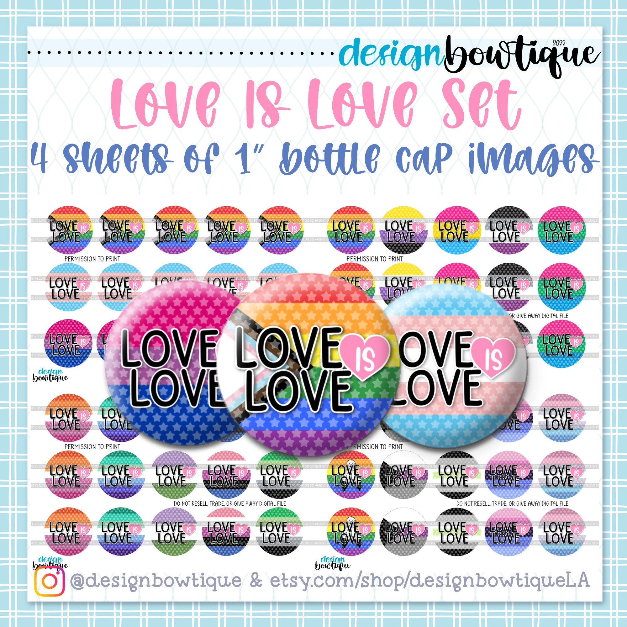 Love is Love Set INSTANT DOWNLOAD 1 Bottle Cap Images - Etsy