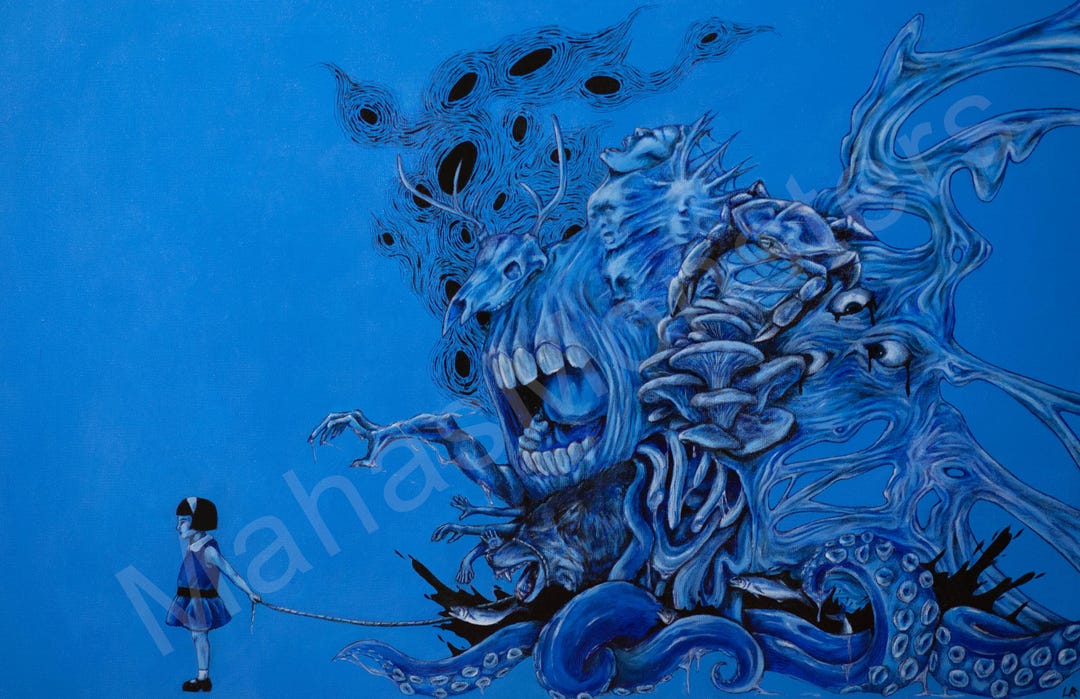 Girl and Her Monster 17"x11" Art Print - Etsy