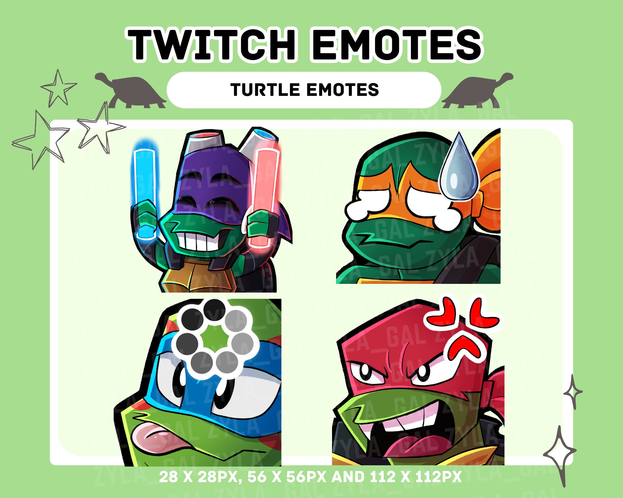 Turtle Emotes for Stream - PNG, Twitch, Youtube, Discord - Etsy