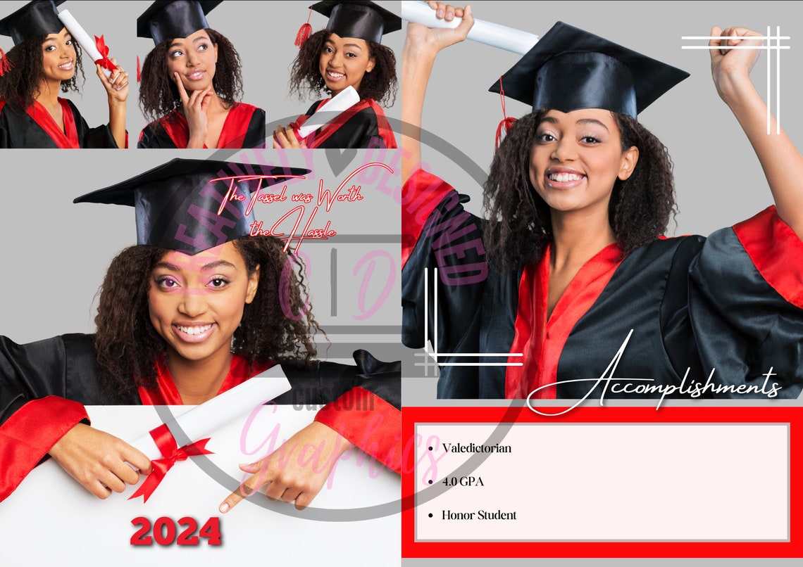 8 Page Graduation Magazine Template, Fully Editable Template, 2024 ...