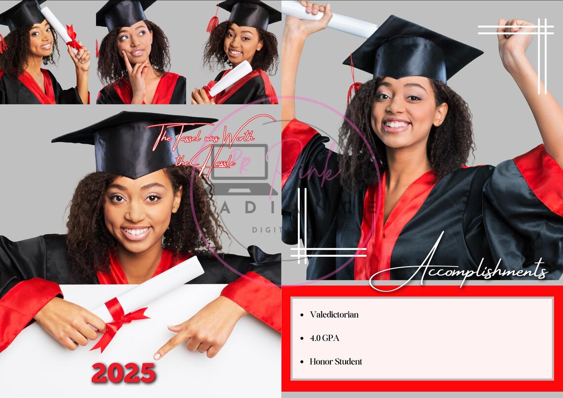 8 Page Graduation Magazine Template, Fully Editable Template, 2025 ...