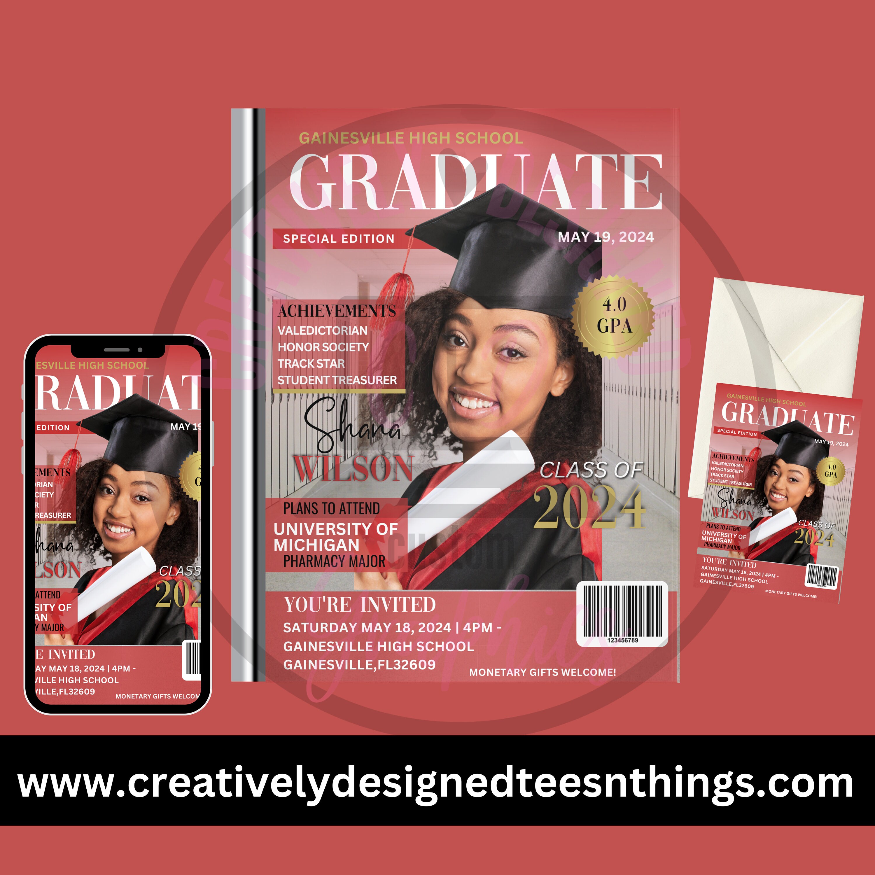 5 Classic Graduation Magazine Covers,grad Invitation, Grad Announcement ...