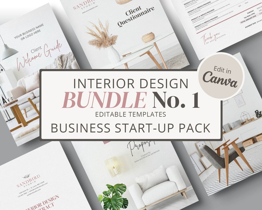 Interior Design Start up Pack Canva Templates | Interior Design Bundle ...