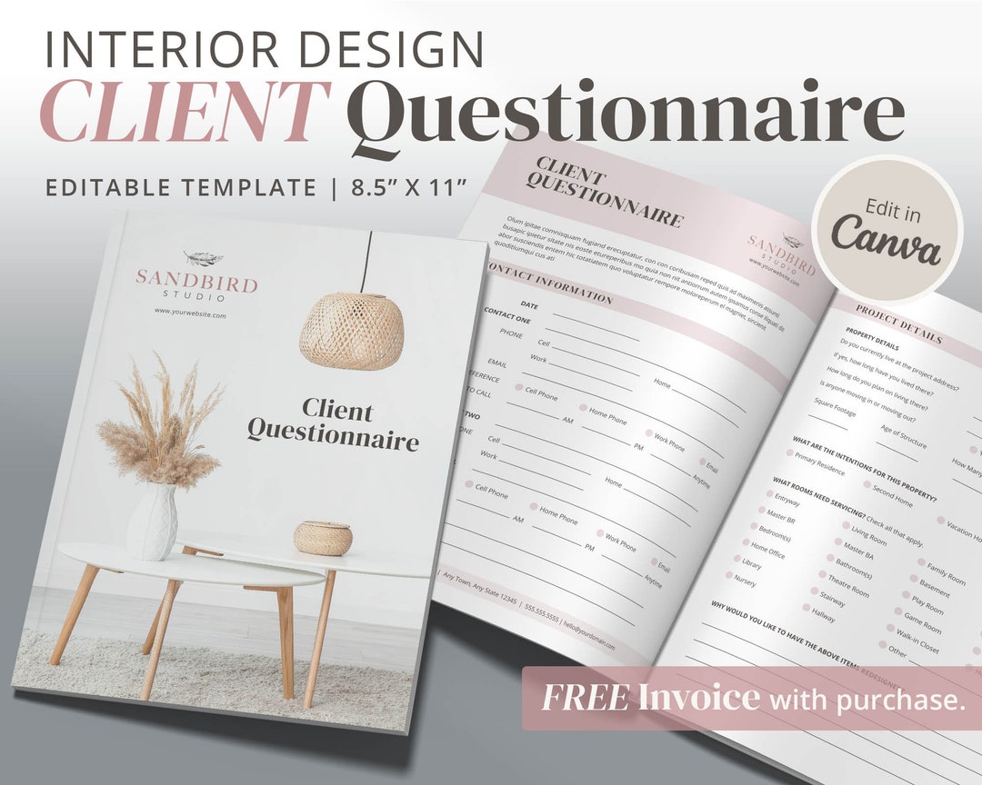 Client Questionnaire Canva Template for Interior Designers and Interior ...