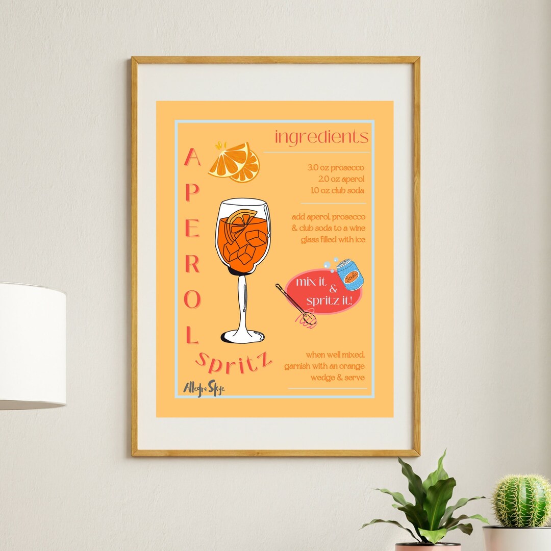 Aperol Spritz Poster Aperol Spritz Art Print Printable Wall - Etsy UK
