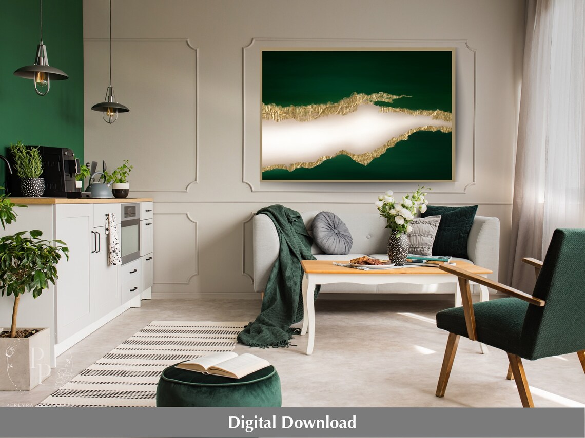 Emerald Green Wall Art, Printable Wall Art, Emerald Green and Gold ...