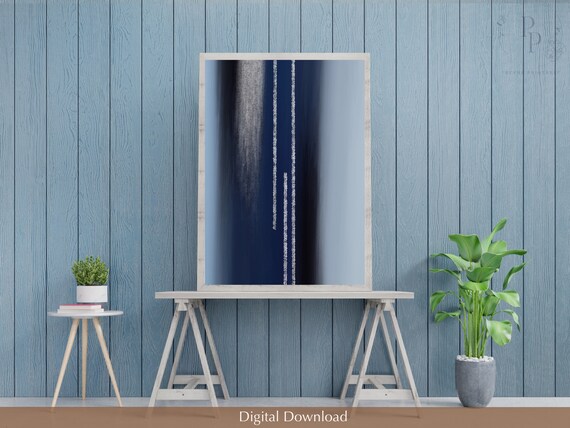Navy Blue and Silver Abstract Printable Wall Art Elegant - Etsy