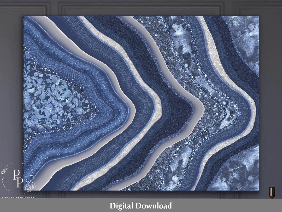 Light Blue Wall Art, Geode Wall Art, Agate Slice, Geode Printable ...