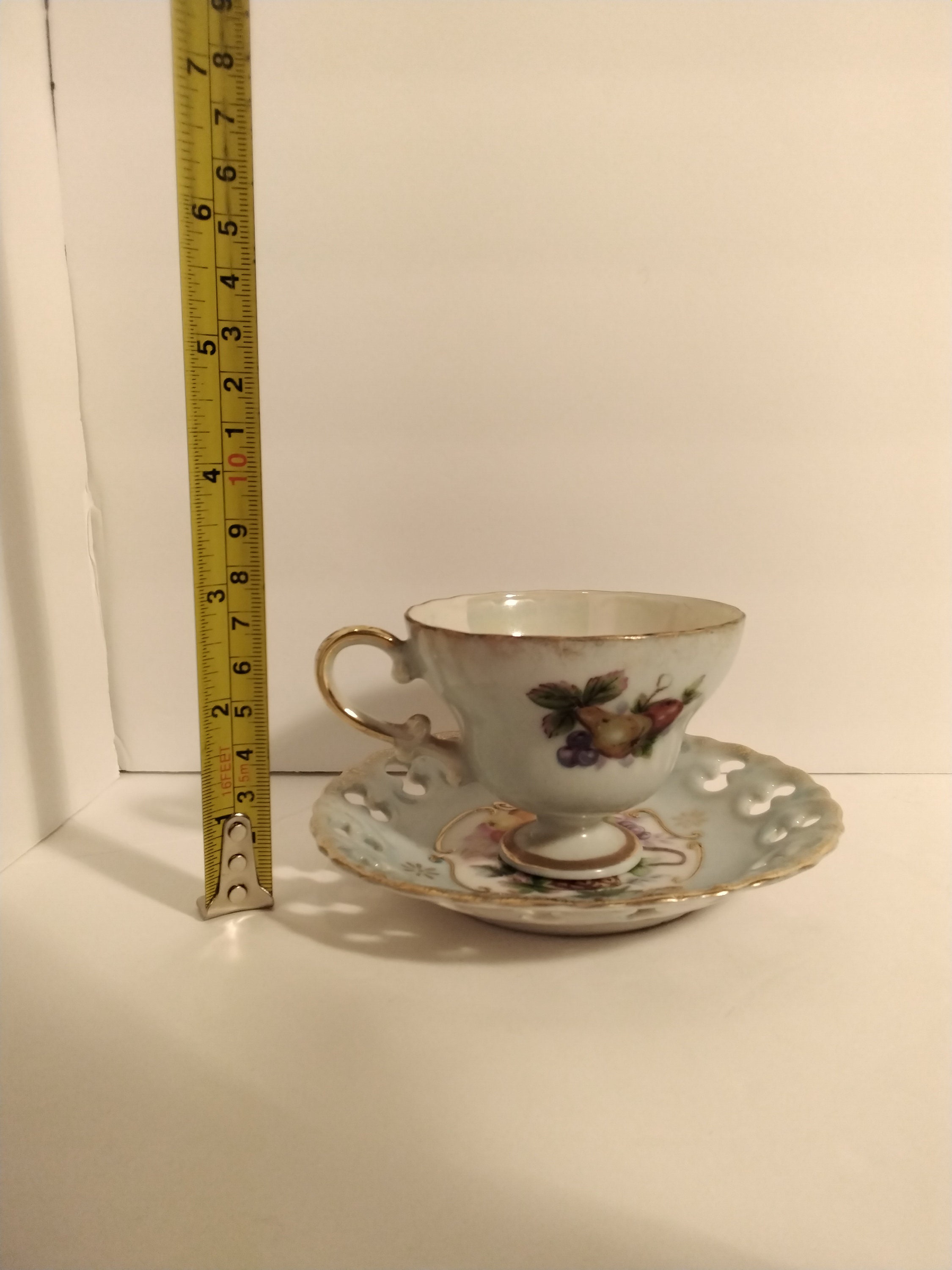 Lefton China Cup and Saucer Hand Painted Fruit Basket - Etsy