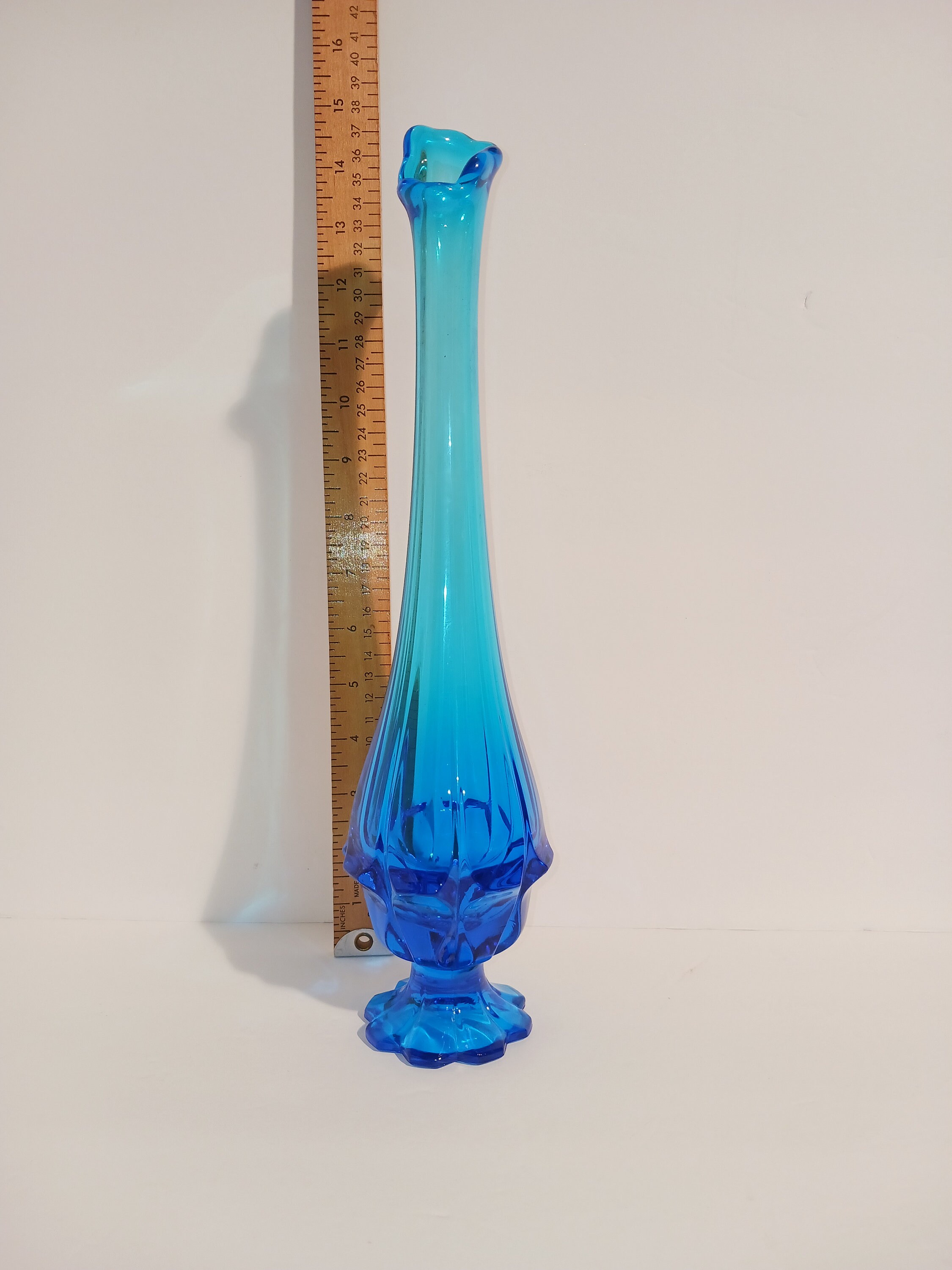 Fenton Valencia Colonial Blue Glass Swung Pedestal Vase - Etsy Fenton Valencia Colonial Blue Glass Swung Pedestal Vase - Etsy