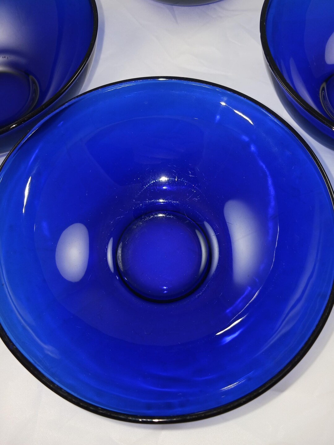 Vintage Deep Cobalt Blue Bowls 4pc - Etsy