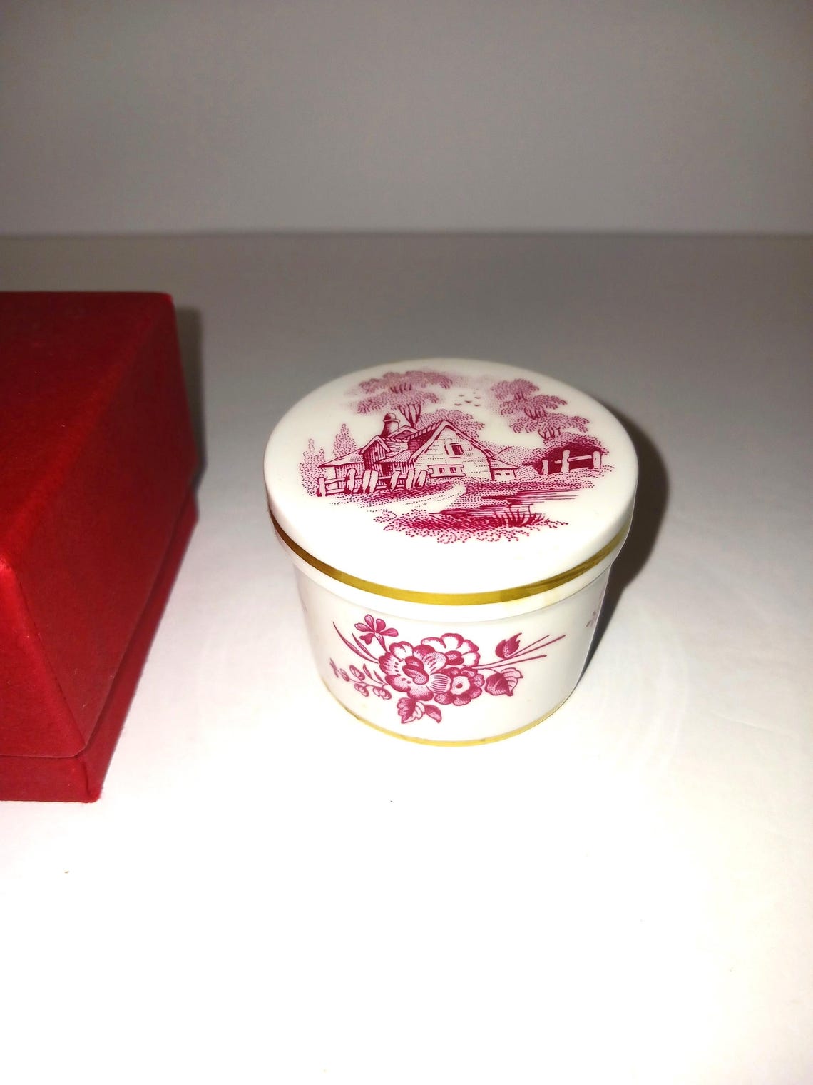 Spode Fine Bone China Pink Landscape Trinket Box - Etsy