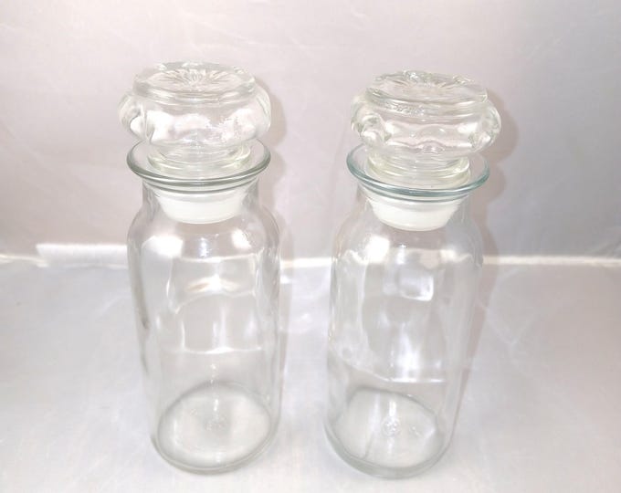 Vintage Clear Glass Stoppered Spice Jars -- Wheaton -- 2pcs - Etsy