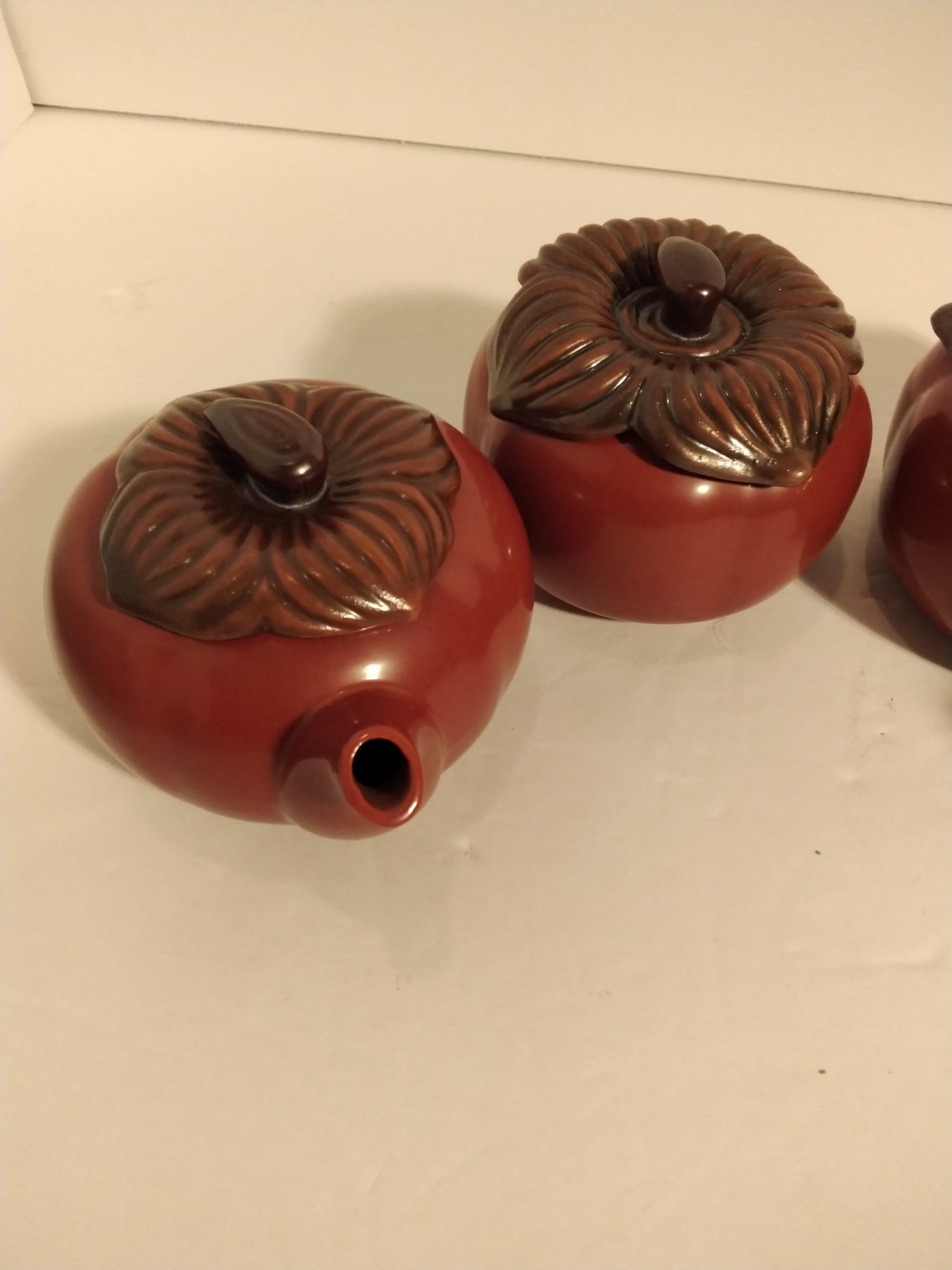 Rare Japanese Condiment/ Tea Set 4 Pc -- Persimmon or Tomato - Etsy