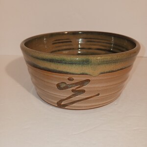 Clement Art Pottery Bowl Tan and Green Glaze Signed - Etsy