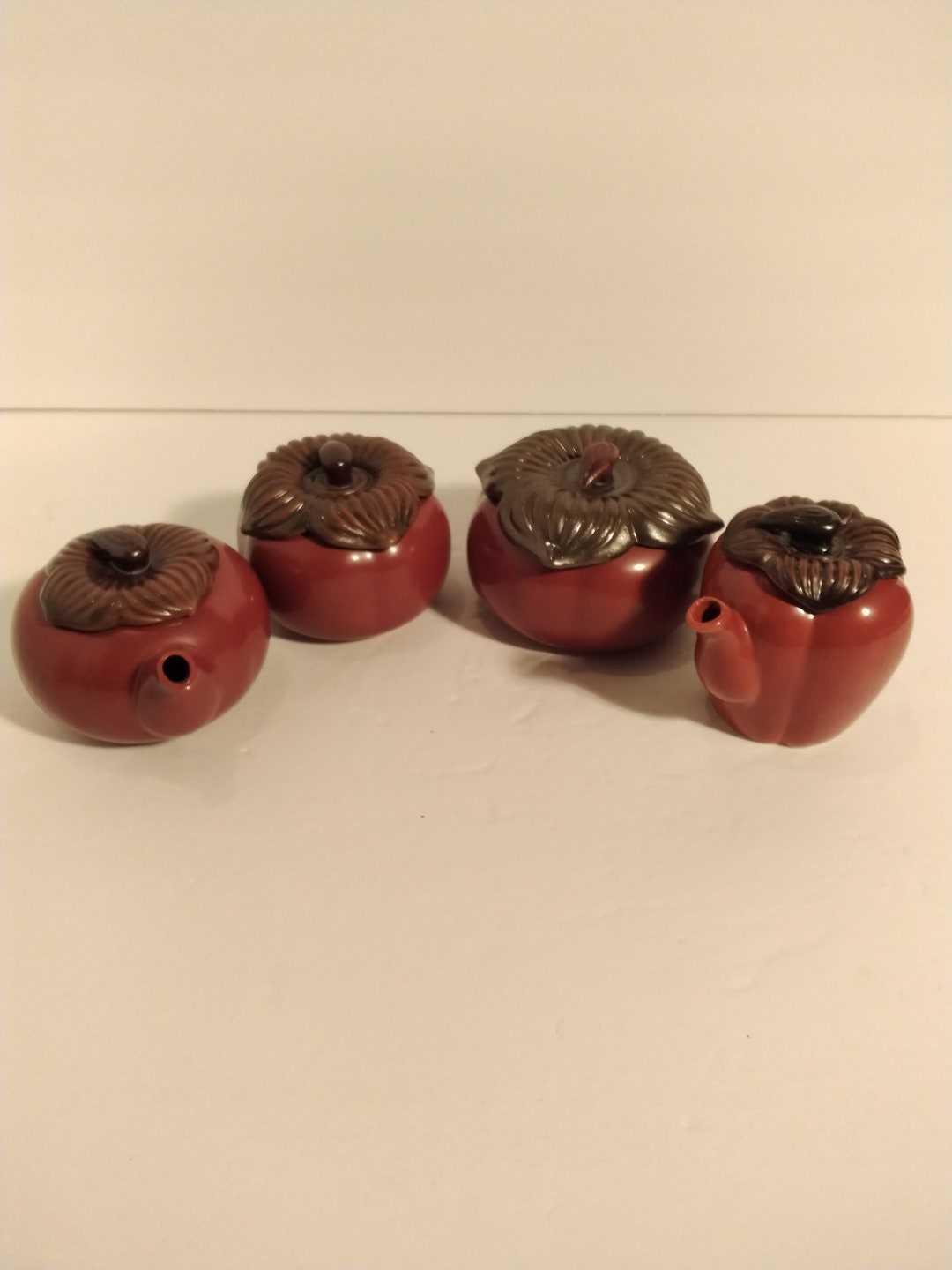 Rare Japanese Condiment/ Tea Set 4 Pc -- Persimmon or Tomato - Etsy