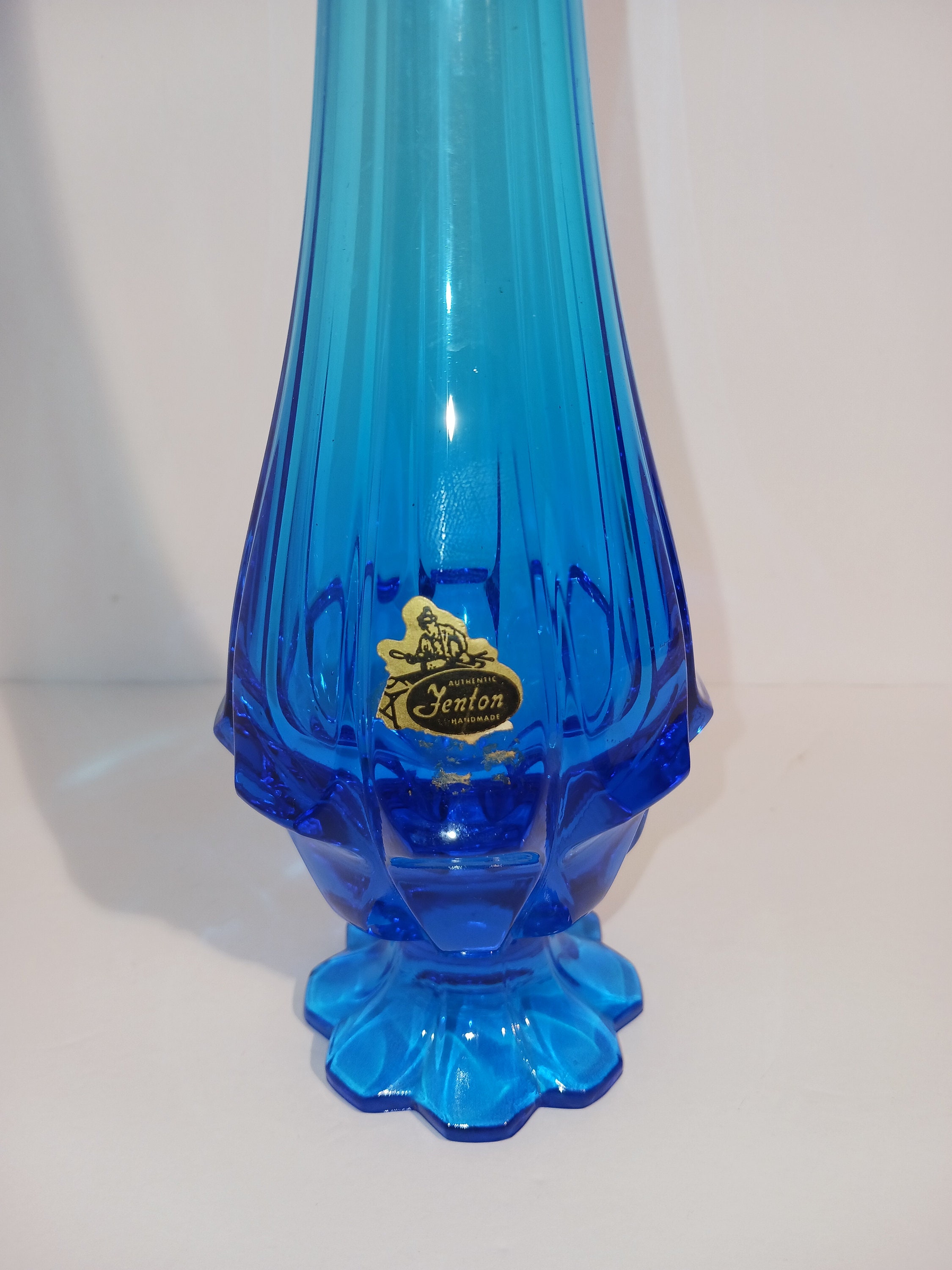 Fenton Valencia Colonial Blue Glass Swung Pedestal Vase - Etsy Fenton Valencia Colonial Blue Glass Swung Pedestal Vase - Etsy