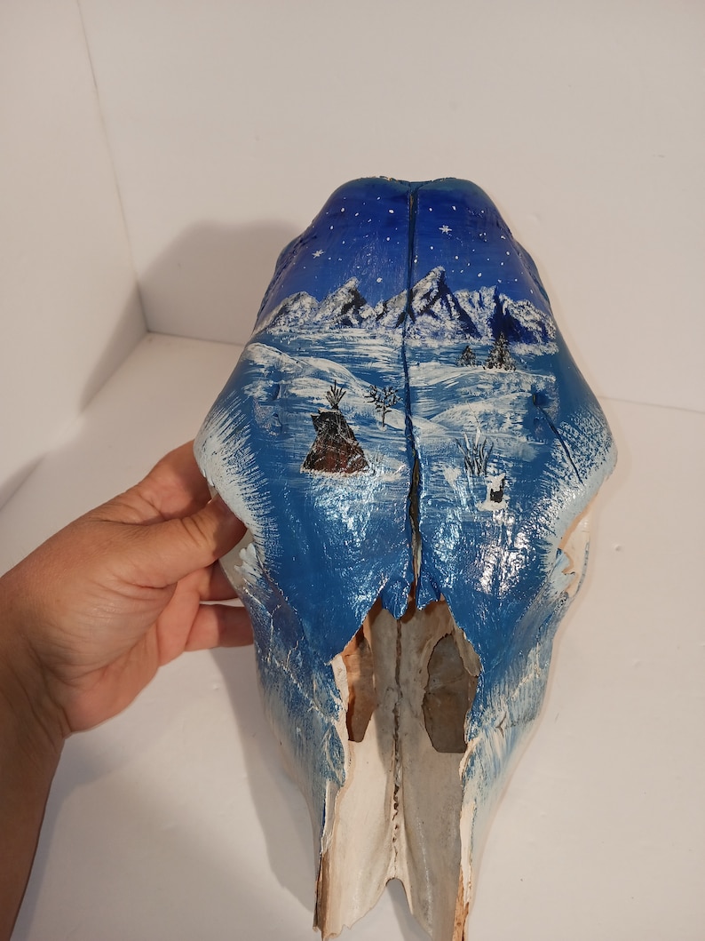 Painted Cow Skull Native American Artist Signed - Etsy