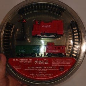 Vintage Coca-cola Popcorn Tin With Train in the Lid -- Train is ...