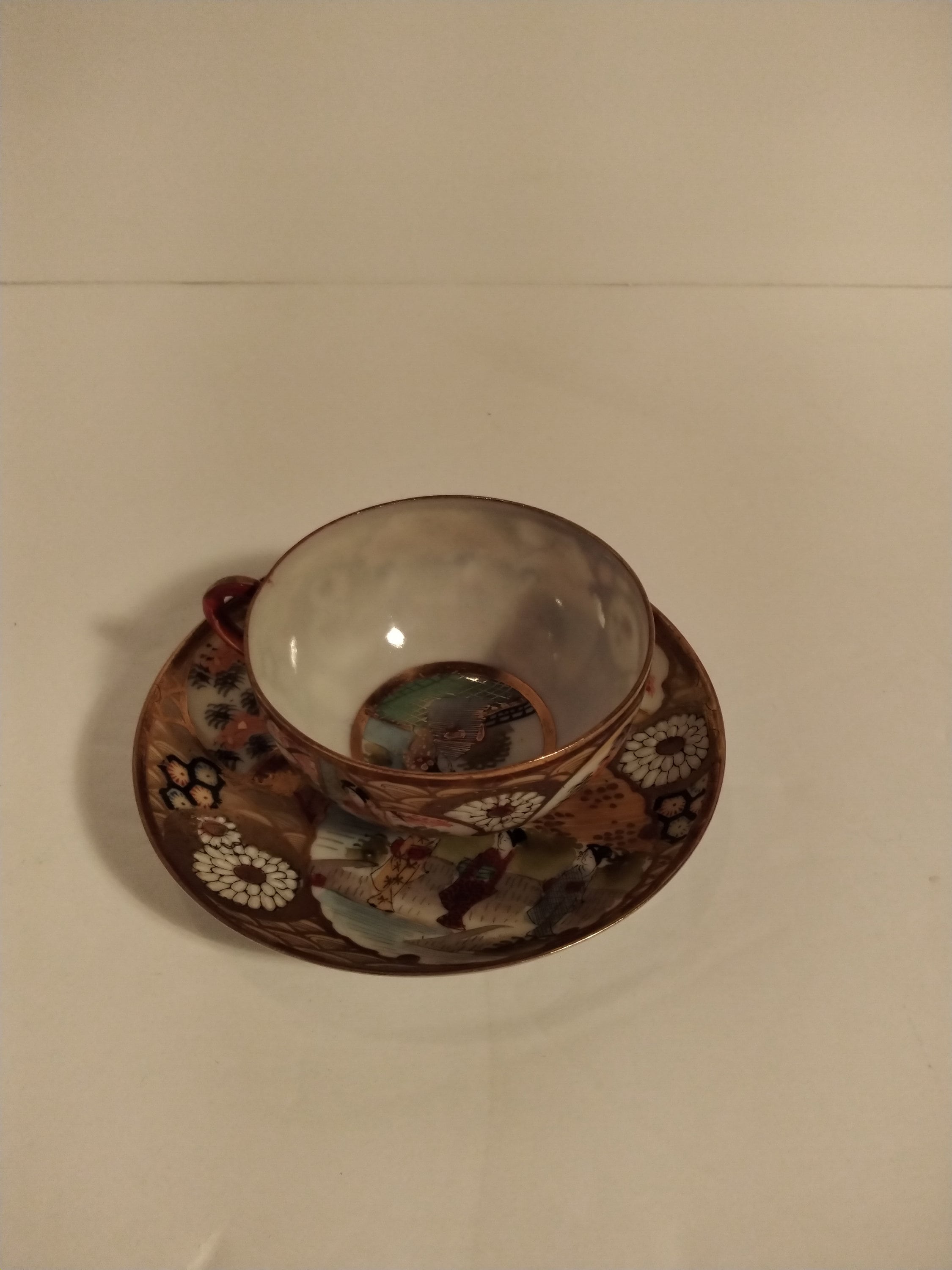 STUNNING Japanese Eggshell Porcelain Hand Painted Cup and Saucer Geisha ...