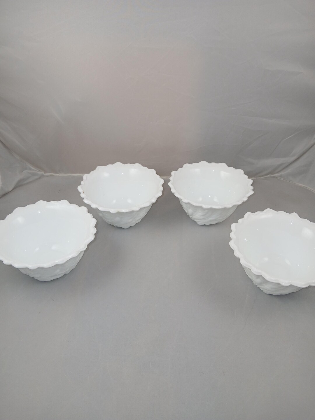 Indiana Glass Wild Rose Milk Glass Fruit Cocktail Bowls -- 4pcs - Etsy