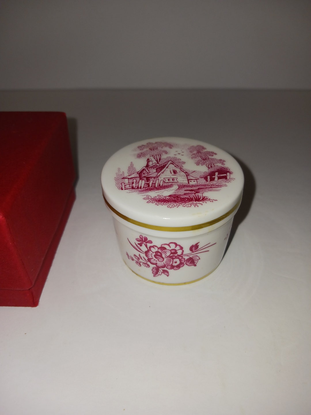 Spode Fine Bone China Pink Landscape Trinket Box - Etsy