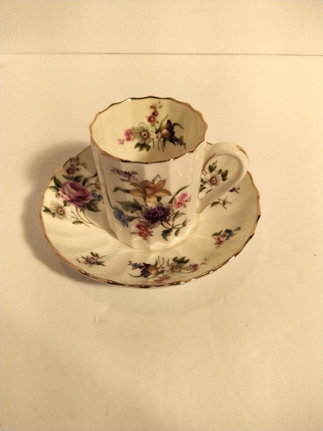 Royal Worcester -- Made in England -- Cup and Saucer -- Design Roanoke ...