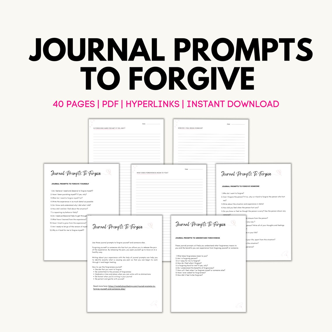Journal Prompts to Forgive | Forgiveness Therapy Workbook | Letting Go ...