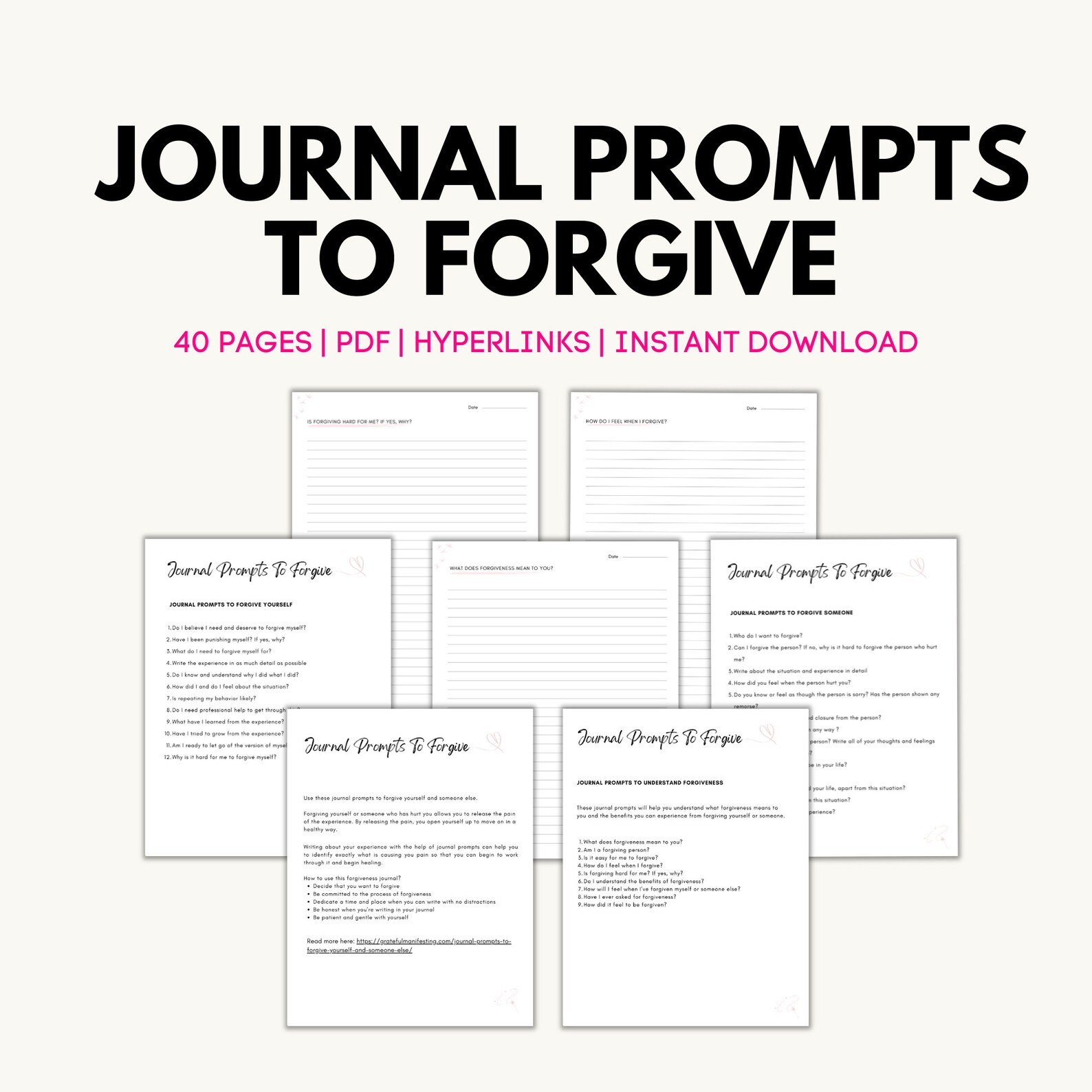 Journal Prompts to Forgive | Forgiveness Therapy Workbook | Letting Go ...