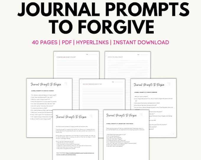 Journal Prompts to Forgive | Forgiveness Therapy Workbook | Letting Go ...