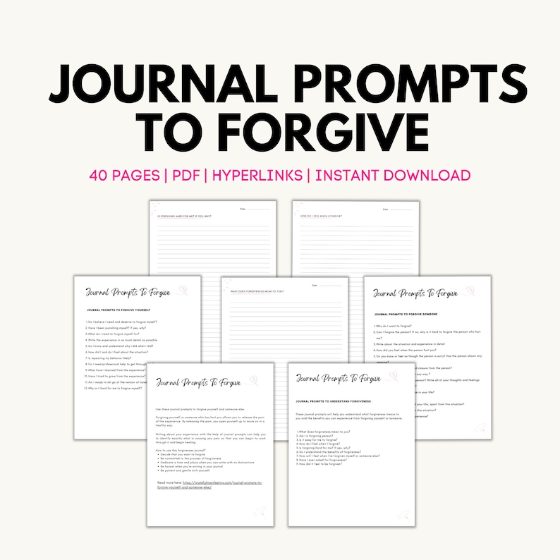Journal Prompts to Forgive | Forgiveness Therapy Workbook | Letting Go ...