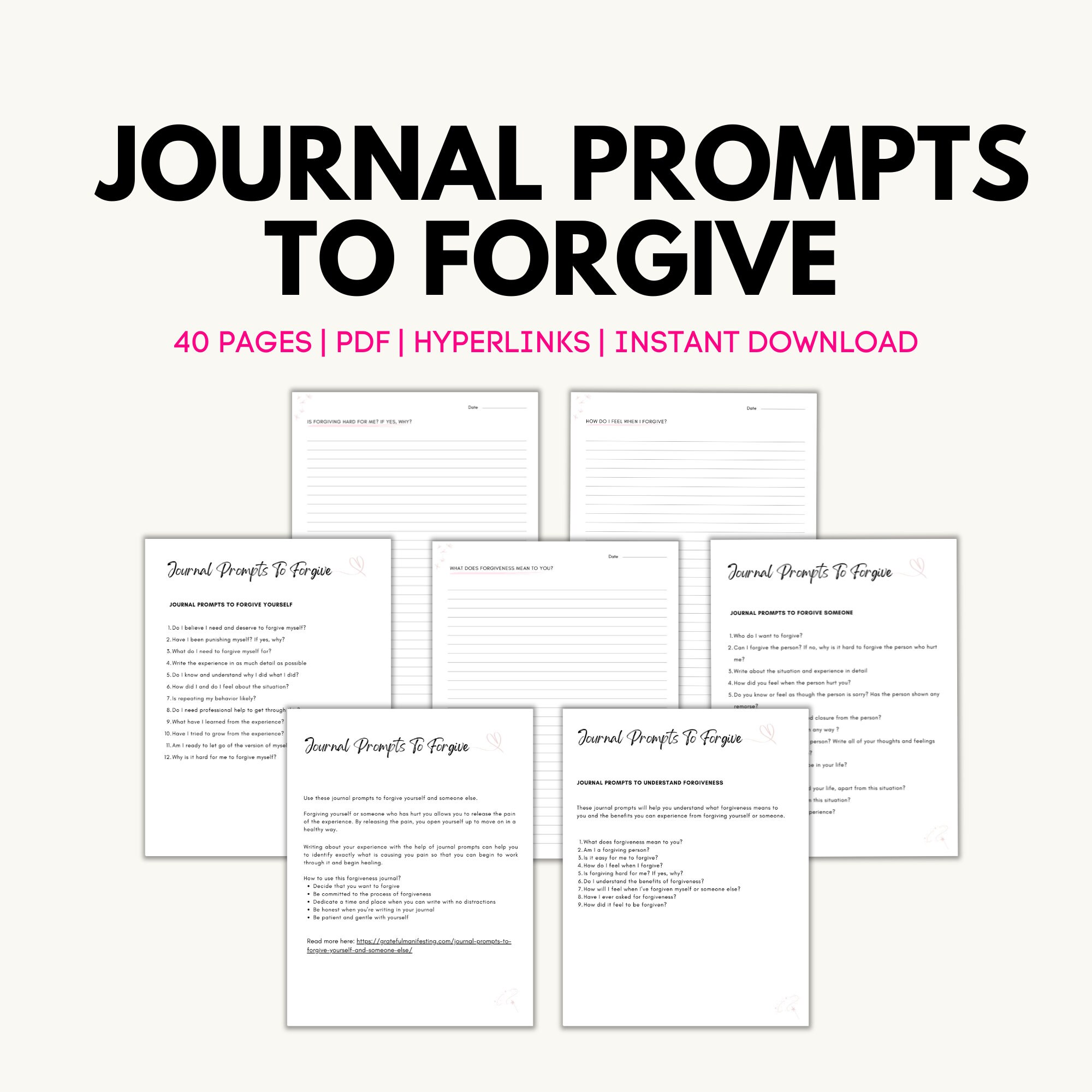 Journal Prompts to Forgive | Forgiveness Therapy Workbook | Letting Go ...