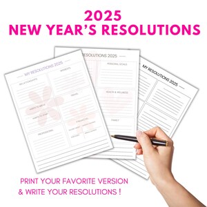 2025 New Year's Resolutions Template PDF | Worksheet | Printable | New ...