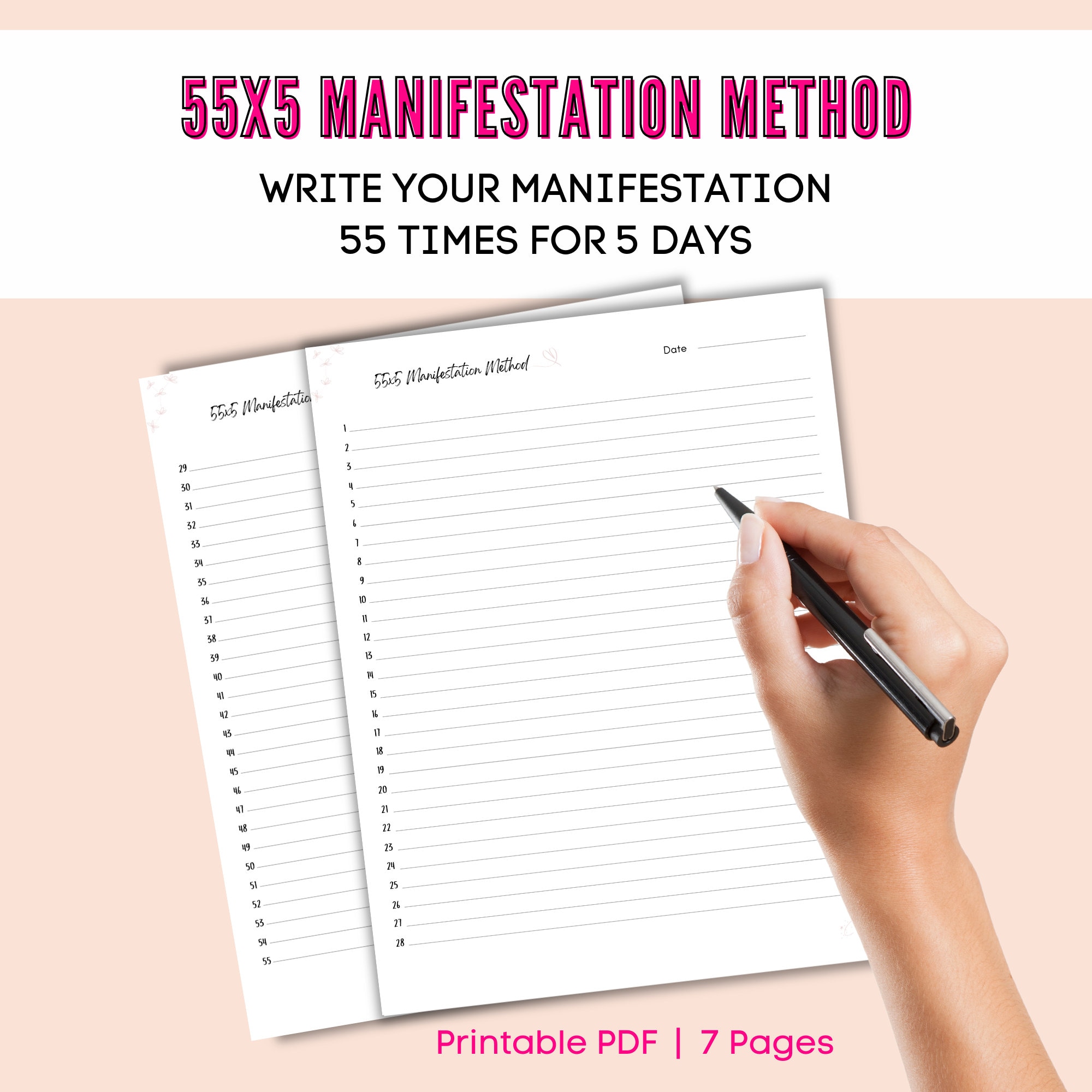 55x5 Manifestation Method 5x55 Method 555 Manifestation Journal Law Of