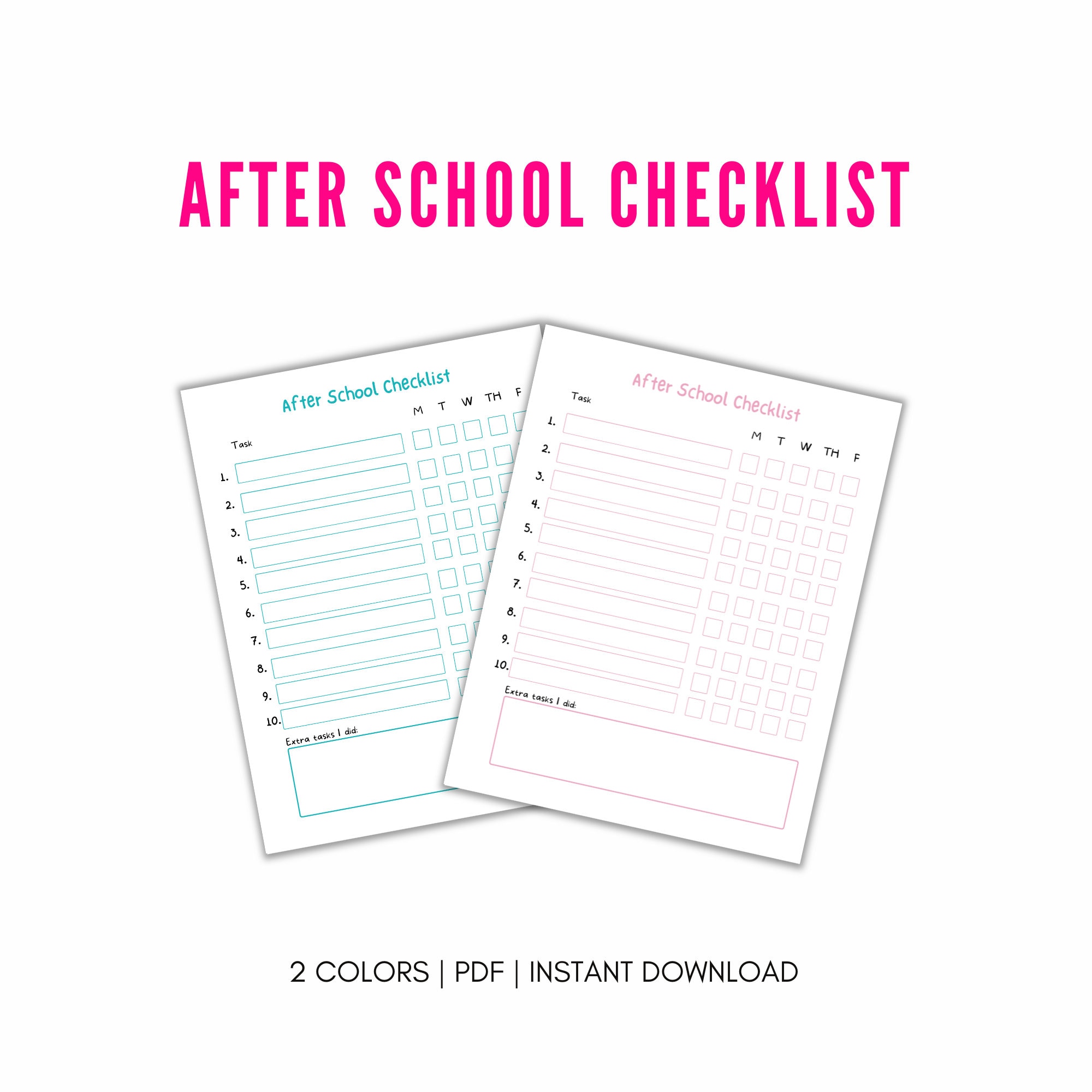 After School Checklist | After School to Do List | Student Checklist ...