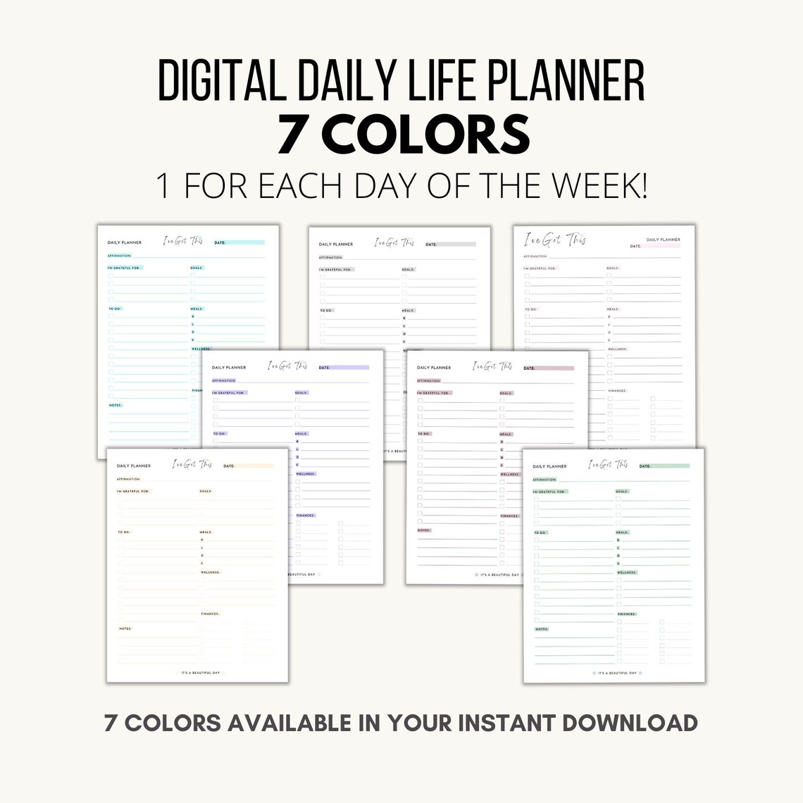 Editable Fillable PDF & Printable Daily Life Planner - Etsy