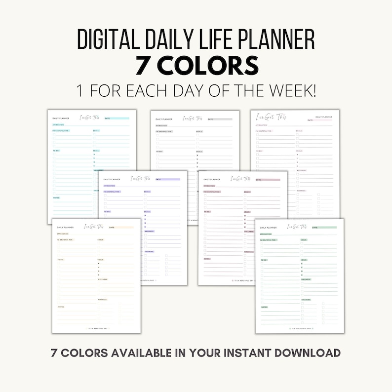 Editable Fillable PDF & Printable Daily Life Planner - Etsy