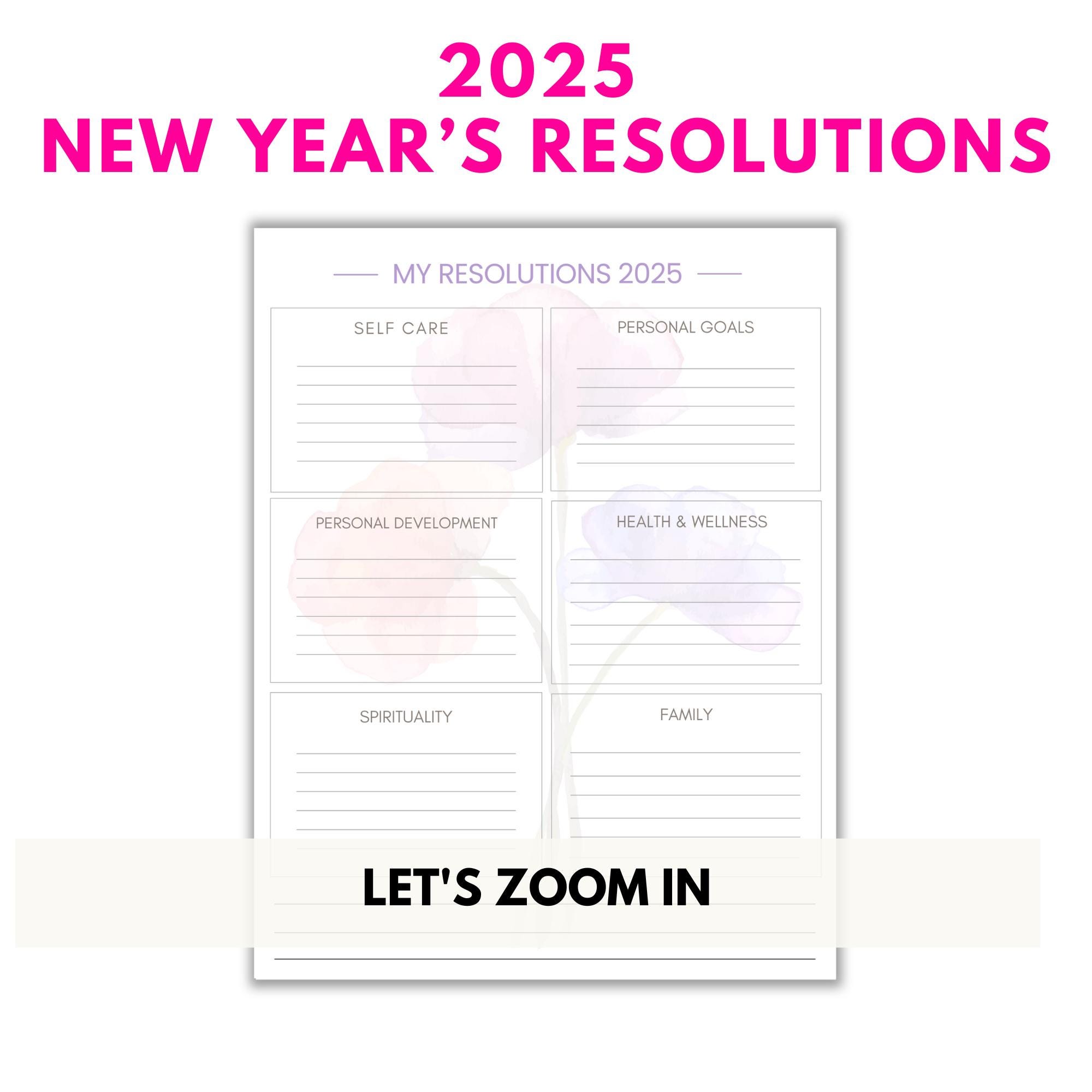 2025 New Year's Resolutions Template PDF | Worksheet | Printable | New ...