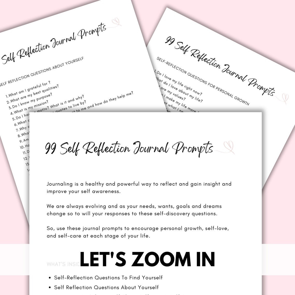 99 Self Reflection Personal Growth Journal Prompts Self - Etsy