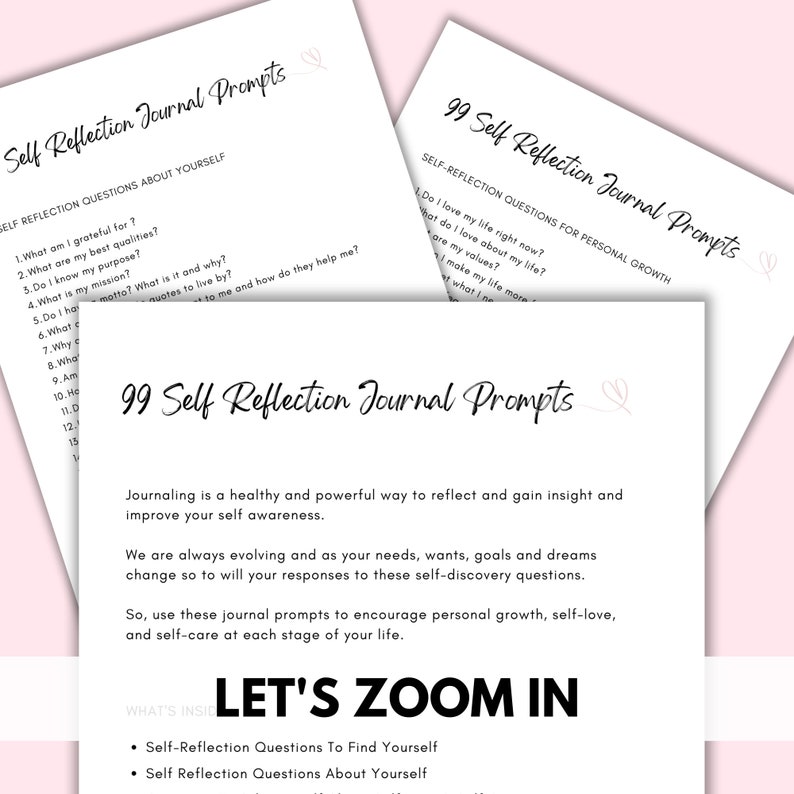 99 Self Reflection Personal Growth Journal Prompts Self - Etsy
