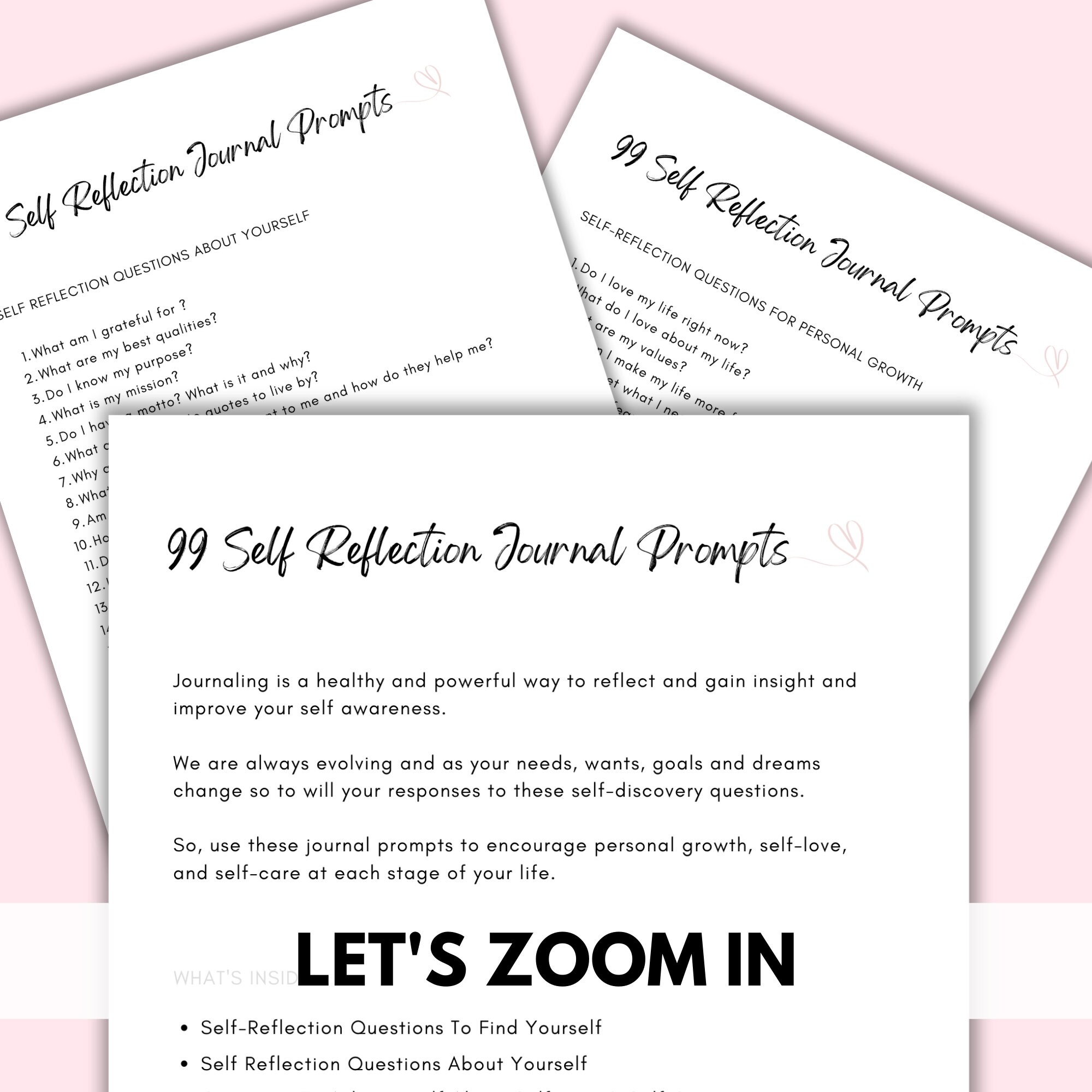 99 Self Reflection Personal Growth Journal Prompts Self - Etsy